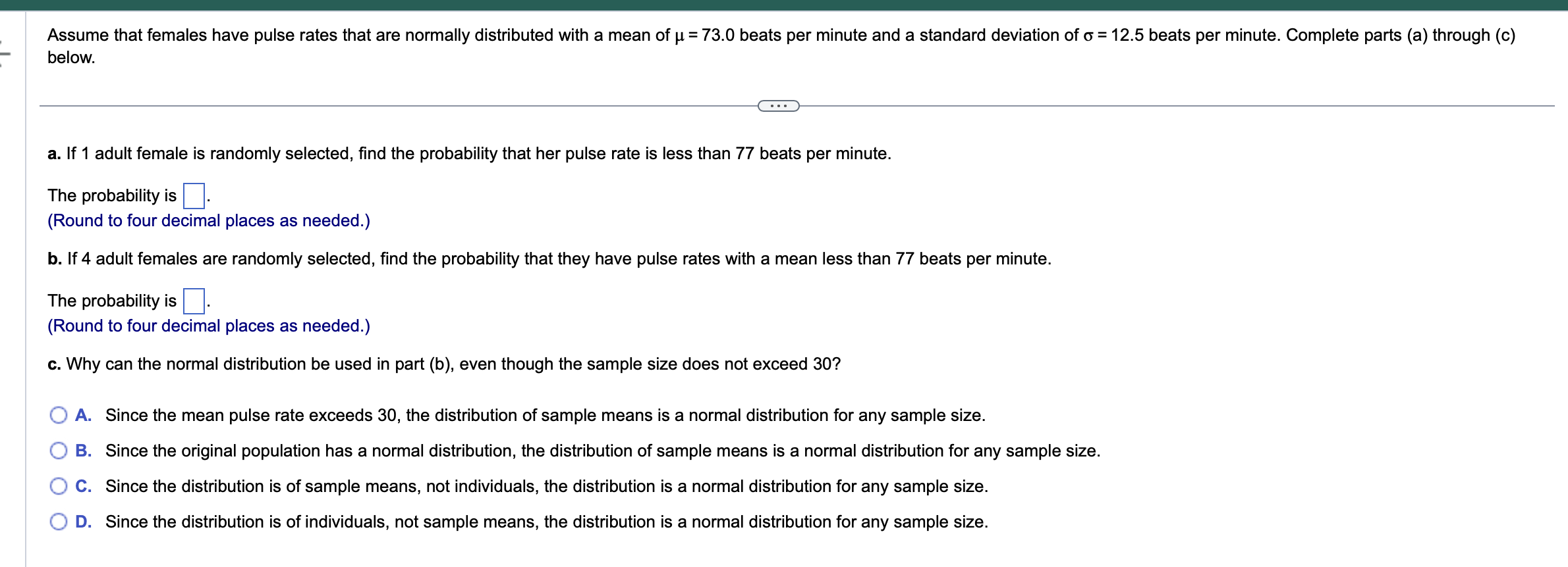 Solved Assume that females have pulse rates that are | Chegg.com