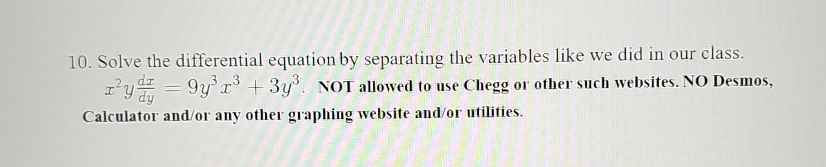 Solved Solve the differential equation by separating the | Chegg.com