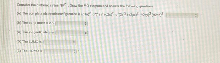 Solved Consider the diatomic cation NF2+. Draw the MO | Chegg.com