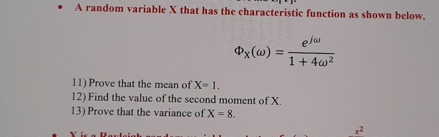 Solved . A random variable X that has the characteristic | Chegg.com