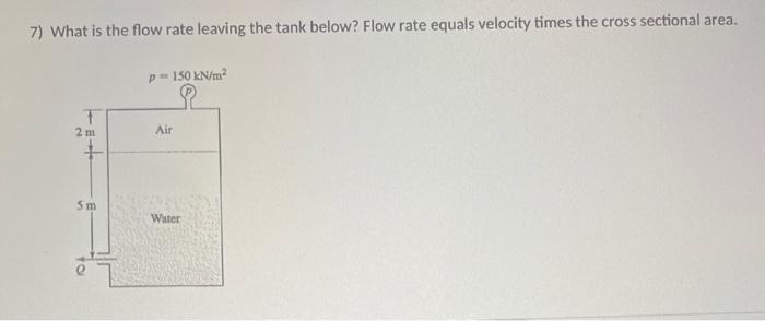 Solved 7) What is the flow rate leaving the tank below? Flow | Chegg.com