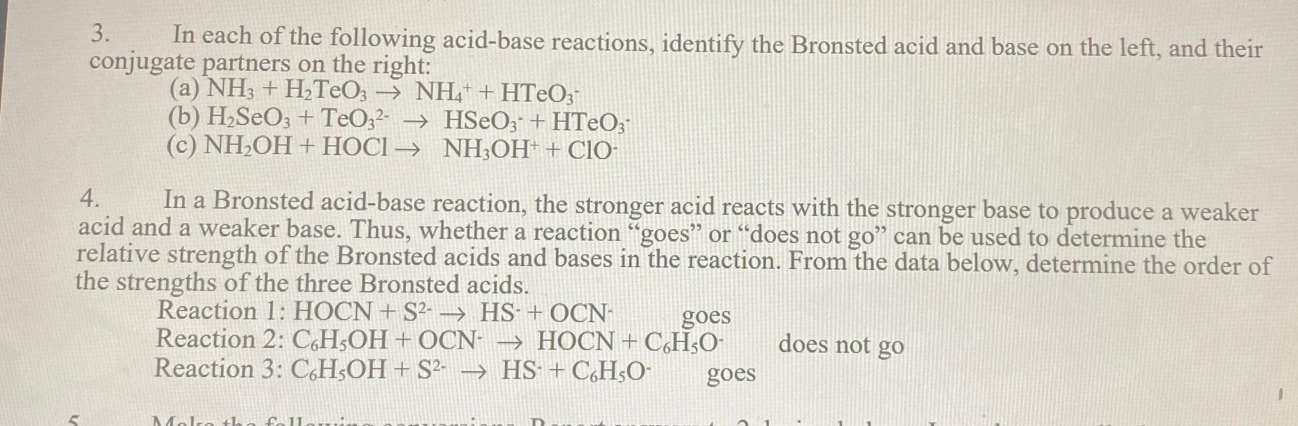 Solved In each of the following acid-base reactions, | Chegg.com