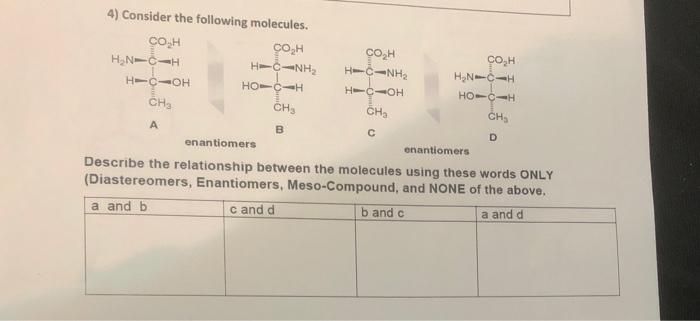 Solved 4) Consider the following molecules. COLH сон COCH | Chegg.com