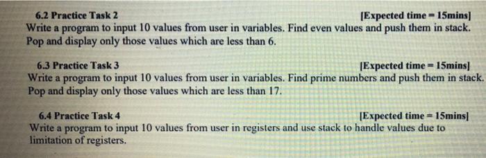 Solved Write The Following Assembly Tasks In Emu8086 And 