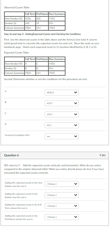 Solved Observed Counts TableStep 3a and step 2: Getting | Chegg.com