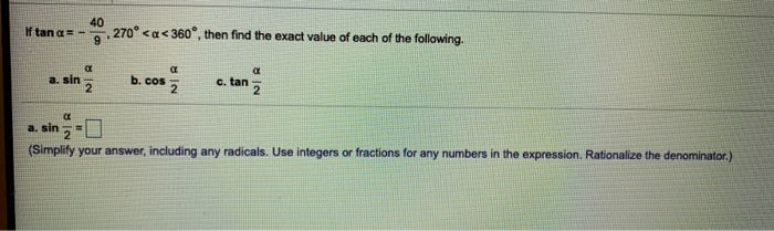 Solved 40 If tan a=- 270° | Chegg.com