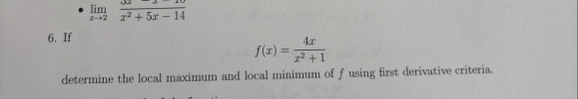 Solved Iff(x)=4xx2 1determine the local maximum and local | Chegg.com