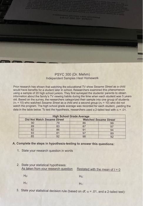 Solved Prior research has shown that watching the | Chegg.com