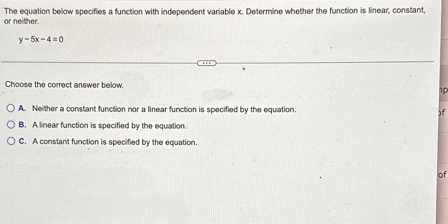 Solved The equation below specifies a function with | Chegg.com
