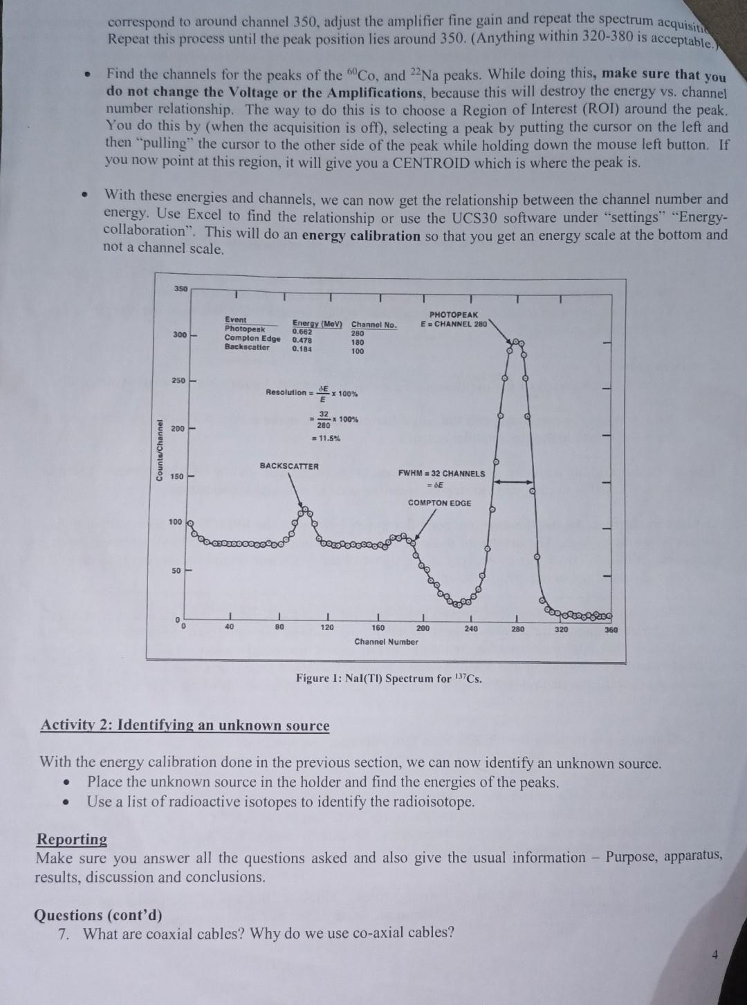 PHY312 - PRACTICALS - 2023 NaI(TI) Detector Equipment | Chegg.com