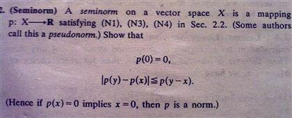 (Seminorm) A seminorm on a vector space X is a | Chegg.com