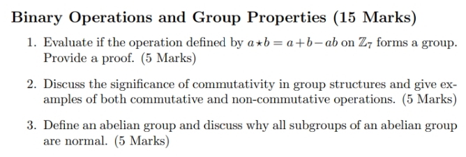 Solved Binary Operations and Group Properties (15 | Chegg.com