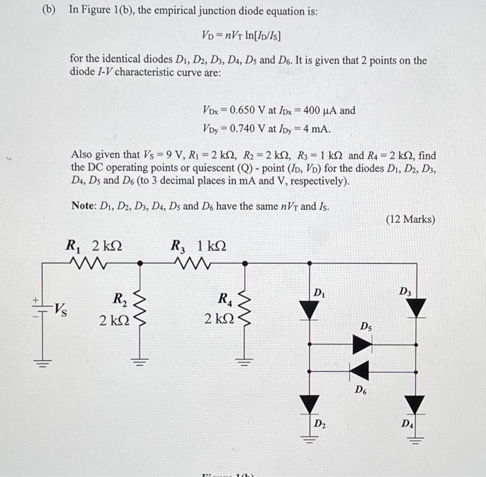 (b) In Figure 1(b), the empirical junction diode | Chegg.com