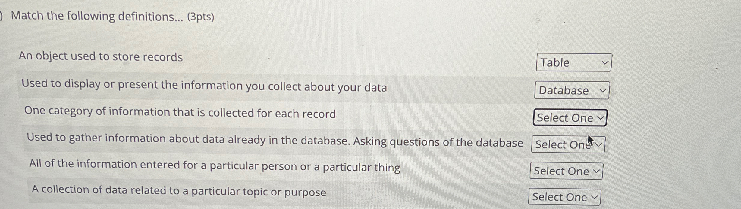 Solved Match the following definitions... (3pts)An object | Chegg.com