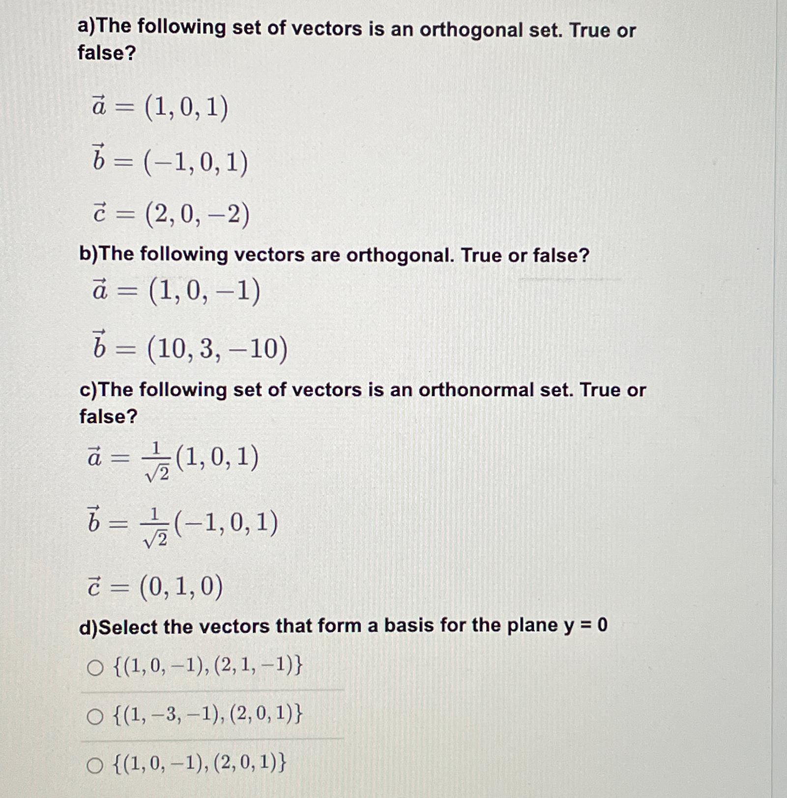 Solved a)The following set of vectors is an orthogonal set. | Chegg.com