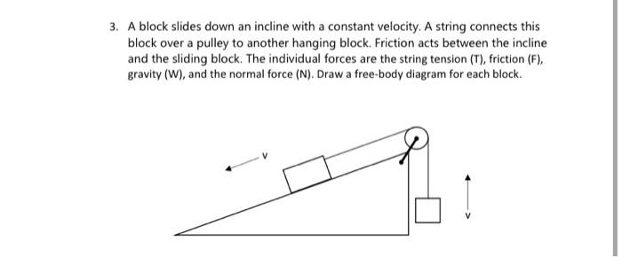 Solved 3. A block slides down an incline with a constant | Chegg.com