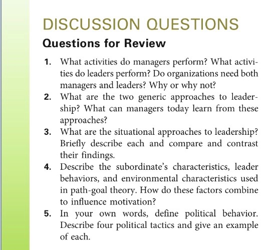 Solved DISCUSSION QUESTIONS Questions for Review 1. What | Chegg.com
