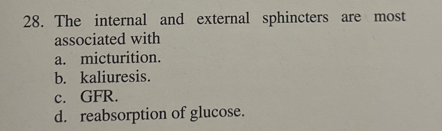 Solved The internal and external sphincters are most | Chegg.com