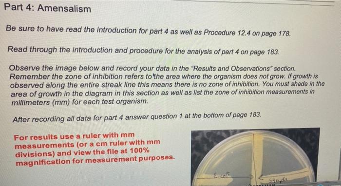 Part 4: Amensalism Introduction Production of | Chegg.com