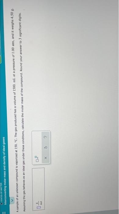 Solved Ostates Of Matter Interconverting Molar Mass And Chegg