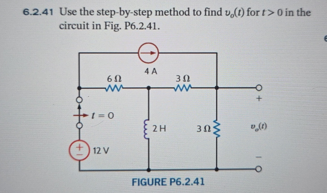 6.2.41 ﻿Use the step-by-step method to find vo(t) | Chegg.com