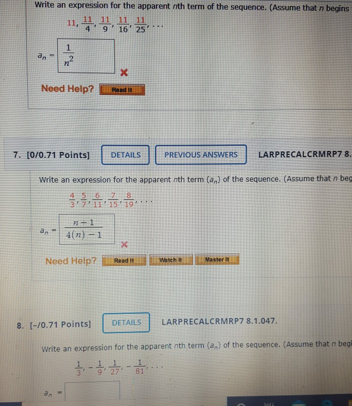 Solved Write An Expression For The Apparent Nth Term Of The Chegg