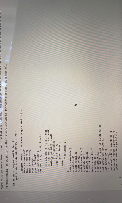 Solved Assume that a singular linked list with first, that | Chegg.com
