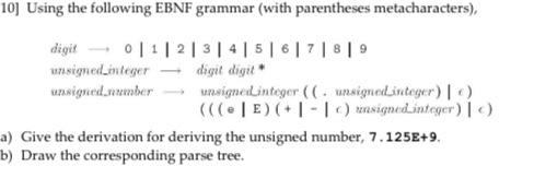 Solved 10] Using the following EBNF grammar (with | Chegg.com