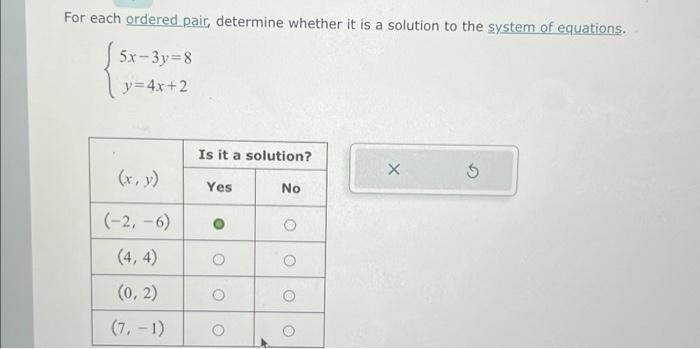 Solved For each ordered pair, determine whether it is a | Chegg.com