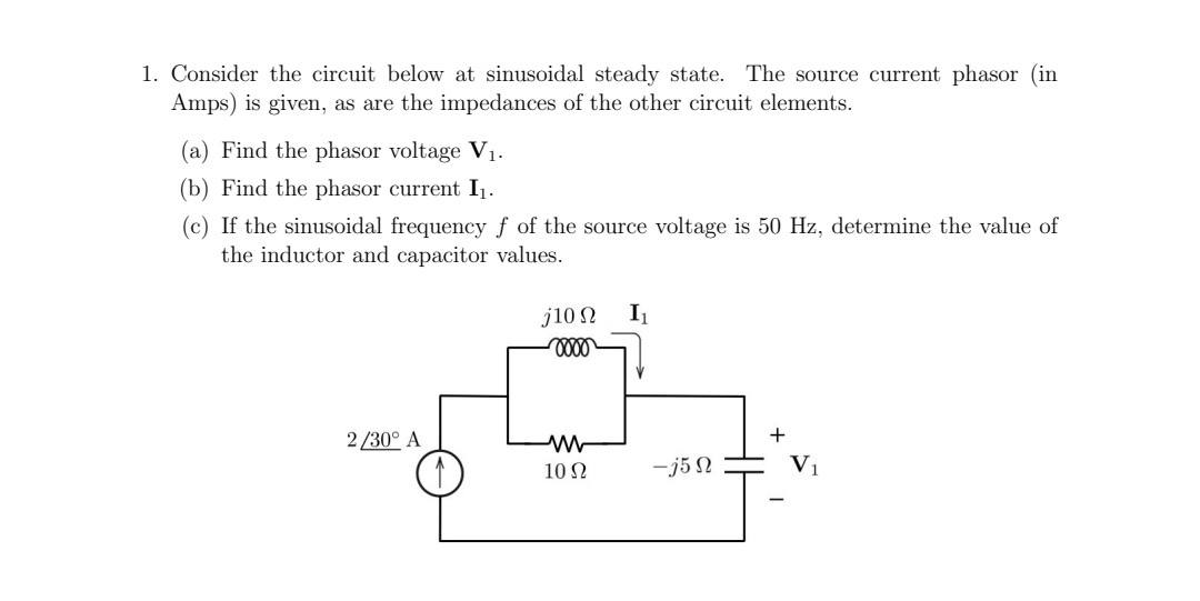 Solved Consider the circuit below at sinusoidal steady | Chegg.com