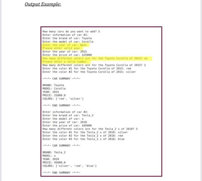 Solved Programming Project 1: Car's Inventory Objectives 1. | Chegg.com