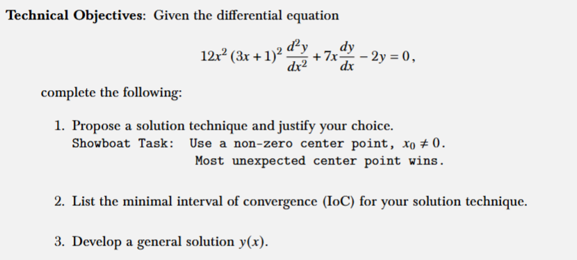Solved Technical Objectives: Given the differential | Chegg.com