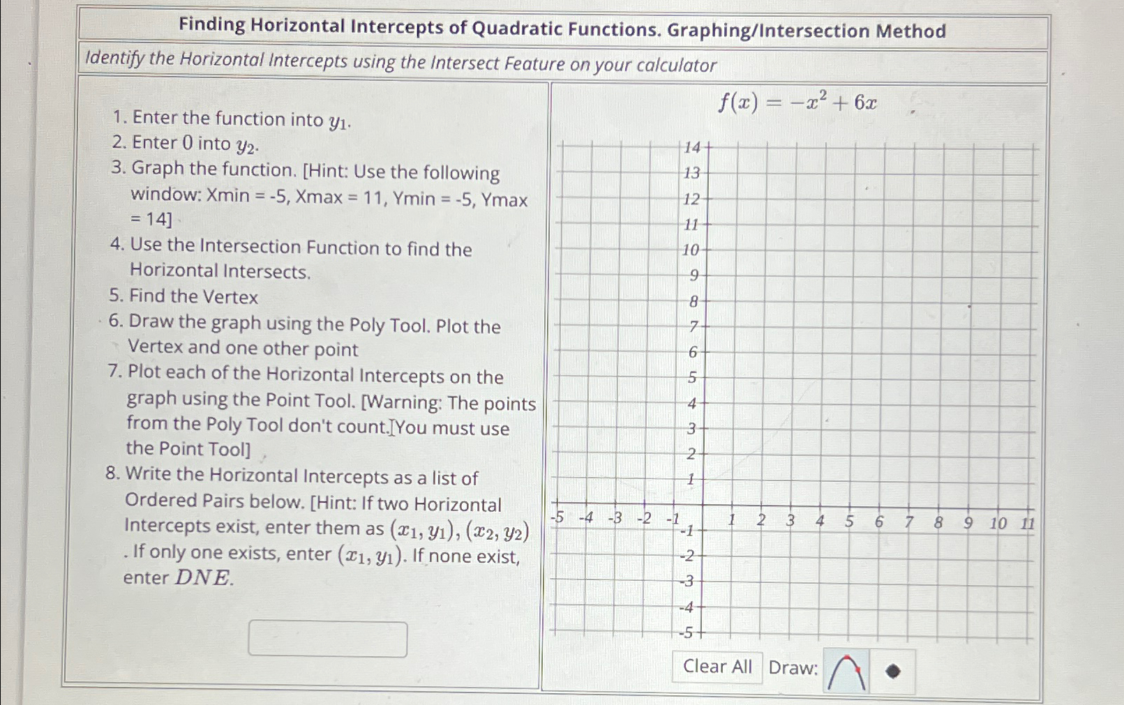 Solved Finding Horizontal Intercepts of Quadratic Functions. | Chegg.com