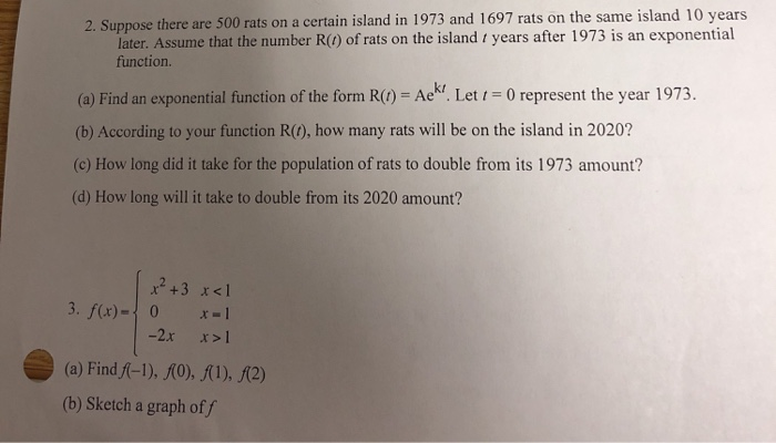 Solved 2. Suppose there are 500 rats on a certain island in | Chegg.com