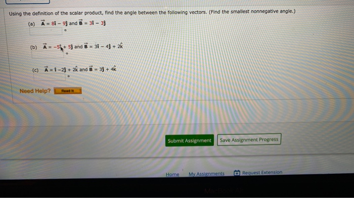 Solved Using the definition of the scalar product, find the | Chegg.com