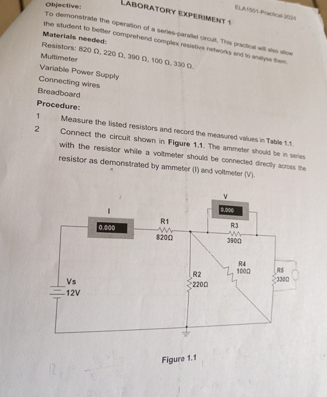 Solved Objective:ElA1501-Practical-2024Materials | Chegg.com