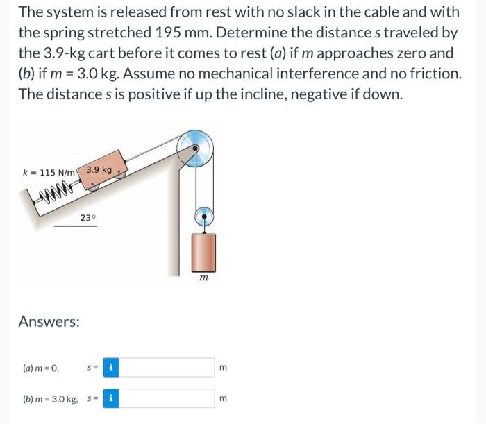 Solved The system is released from rest with no slack in the | Chegg.com