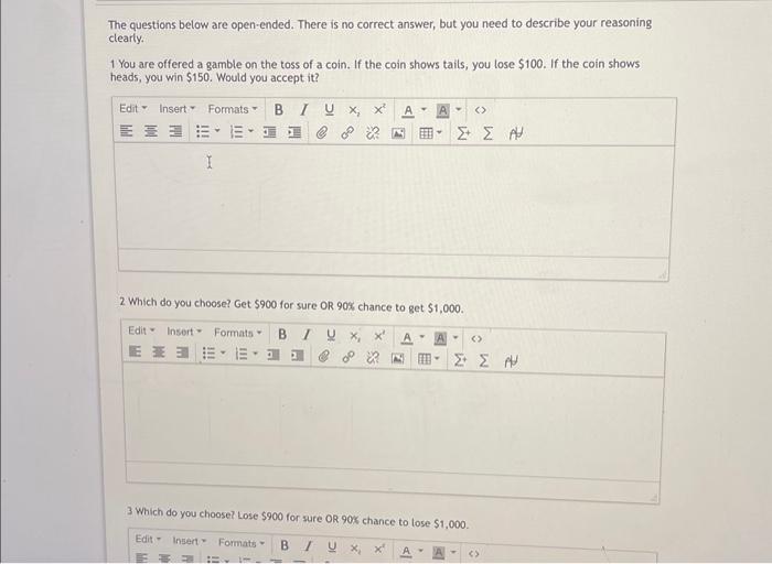 Solved The questions below are open-ended. There is no | Chegg.com