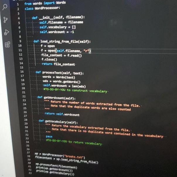 Solved In this assignment, you will define a Word Processor | Chegg.com
