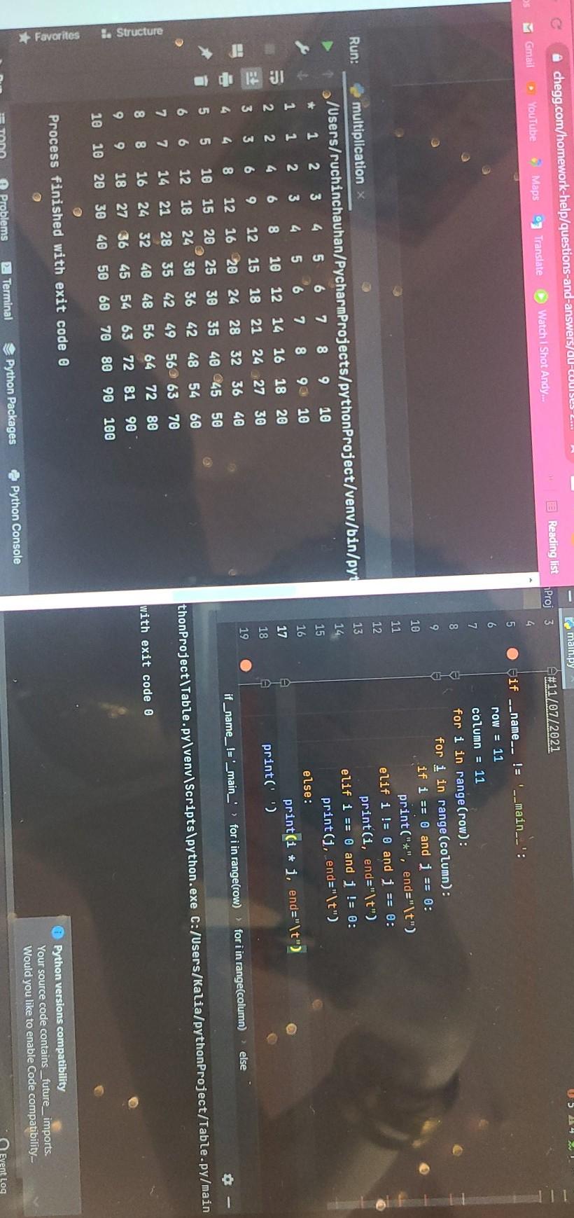 Solved Refactor Run Tools VCS Window Help Table.py -main.py | Chegg.com