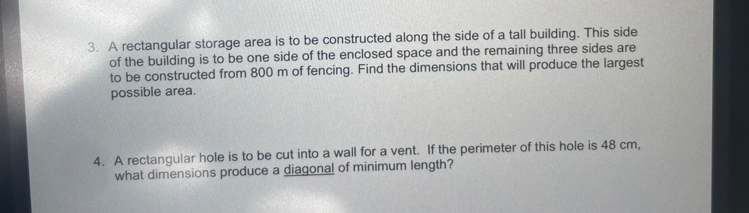 Solved A rectangular storage area is to be constructed along | Chegg.com