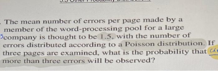 Solved The mean number of errors per page made by a member | Chegg.com