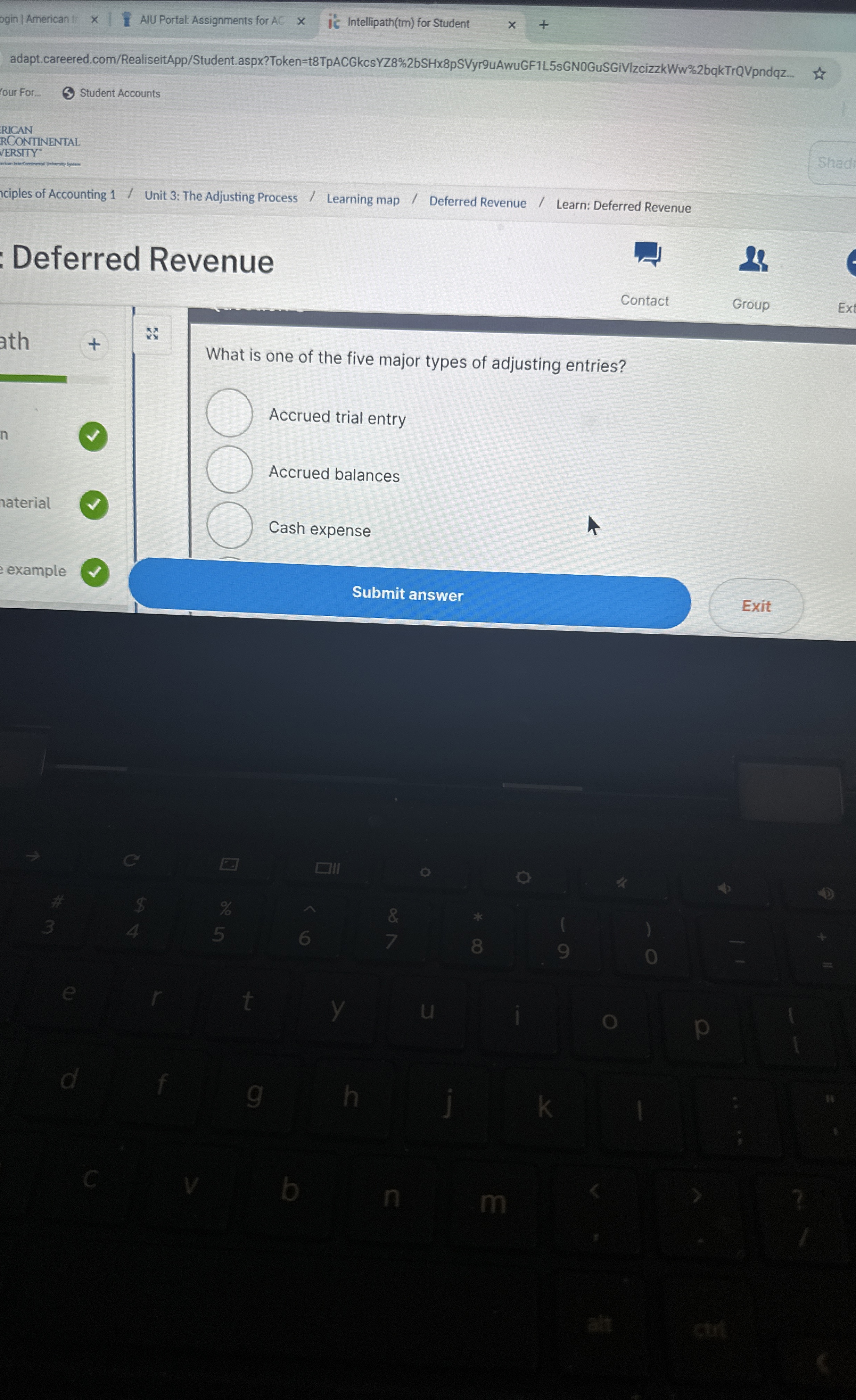 Solved What is one of the five major types of adjusting | Chegg.com