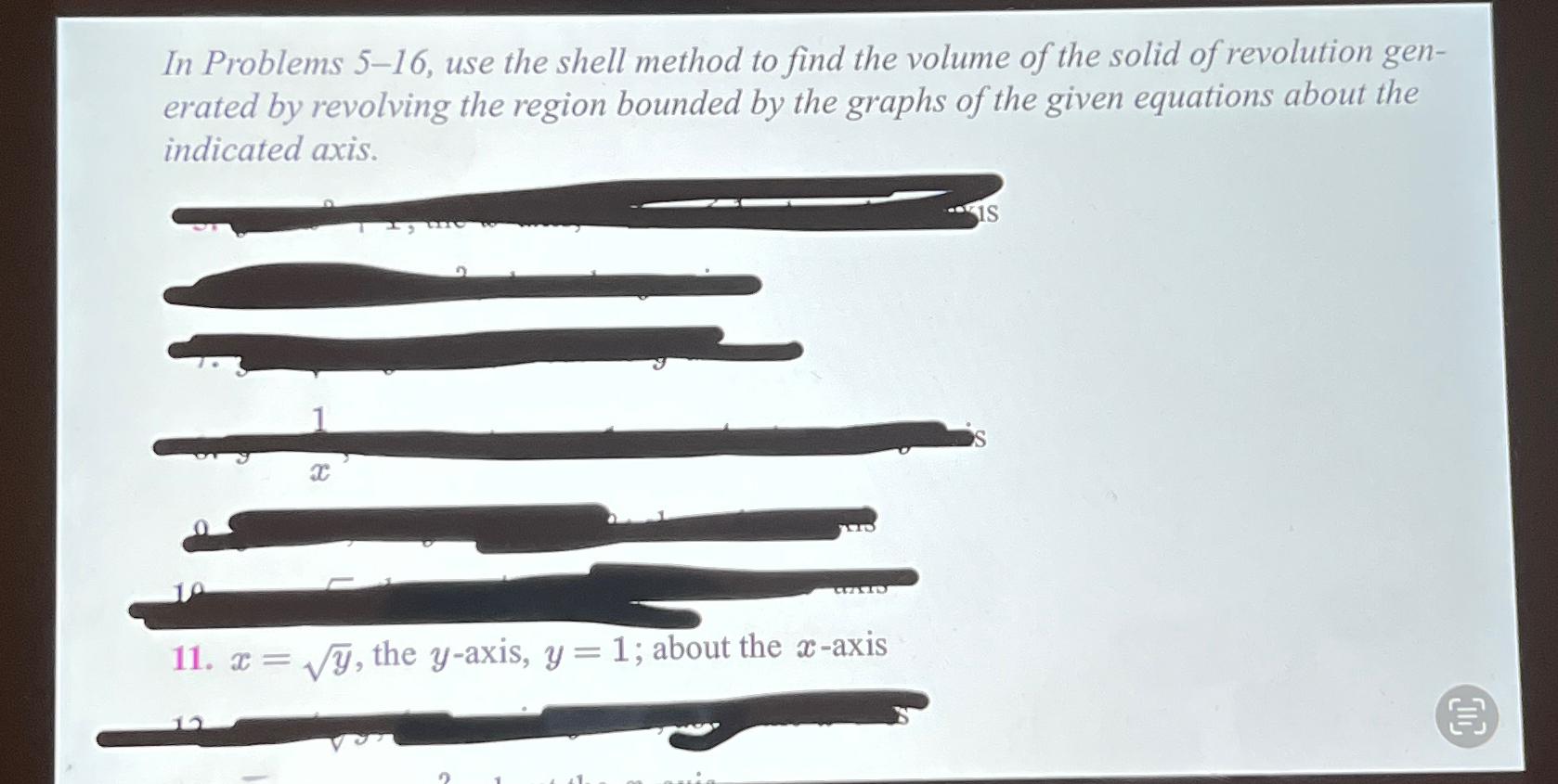 Solved In Problems 5-16, ﻿use the shell method to find the | Chegg.com