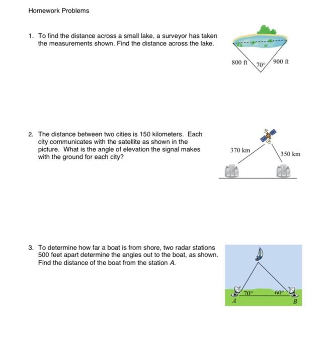 Solved Homework Problems 1. To find the distance across a | Chegg.com