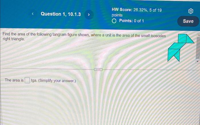 Solved Find the area of the following tangram figure shown, | Chegg.com