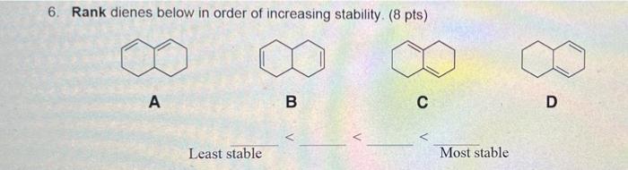 Solved 6. Rank dienes below in order of increasing | Chegg.com