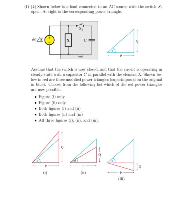 Solved (f) [4] Shown below is a load connected to an AC | Chegg.com