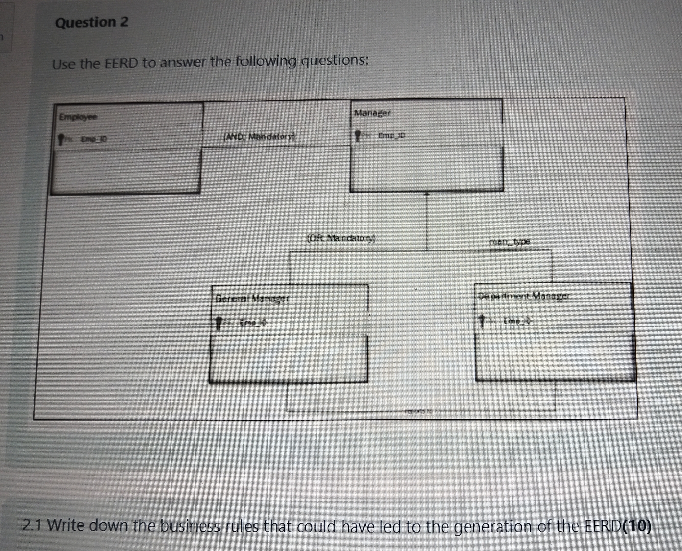 Solved Question 2Use the EERD to answer the following | Chegg.com