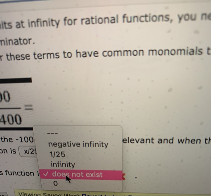 Solved When determining limits at infinity for rational | Chegg.com